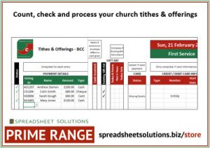 Tithes & Offering Capture (Churches) – £180 | Spreadsheet Solutions