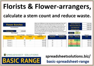 Florist Recipe & Stem Count – £35 | Spreadsheet Solutions