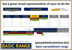 Task Calendar – £25 | Spreadsheet Solutions