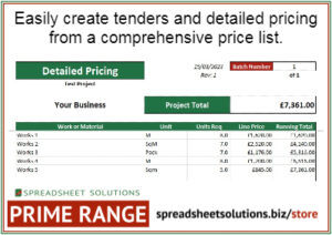Tender Calculator – £350 | Spreadsheet Solutions