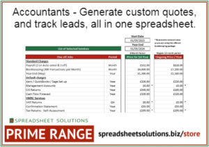 Accountant Lead Tracker & Quote – £300 | Spreadsheet Solutions