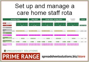 Care Home Rota Tracker – £450 | Spreadsheet Solutions